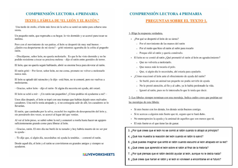 Comprensión Lectora Livework 2 | PDF