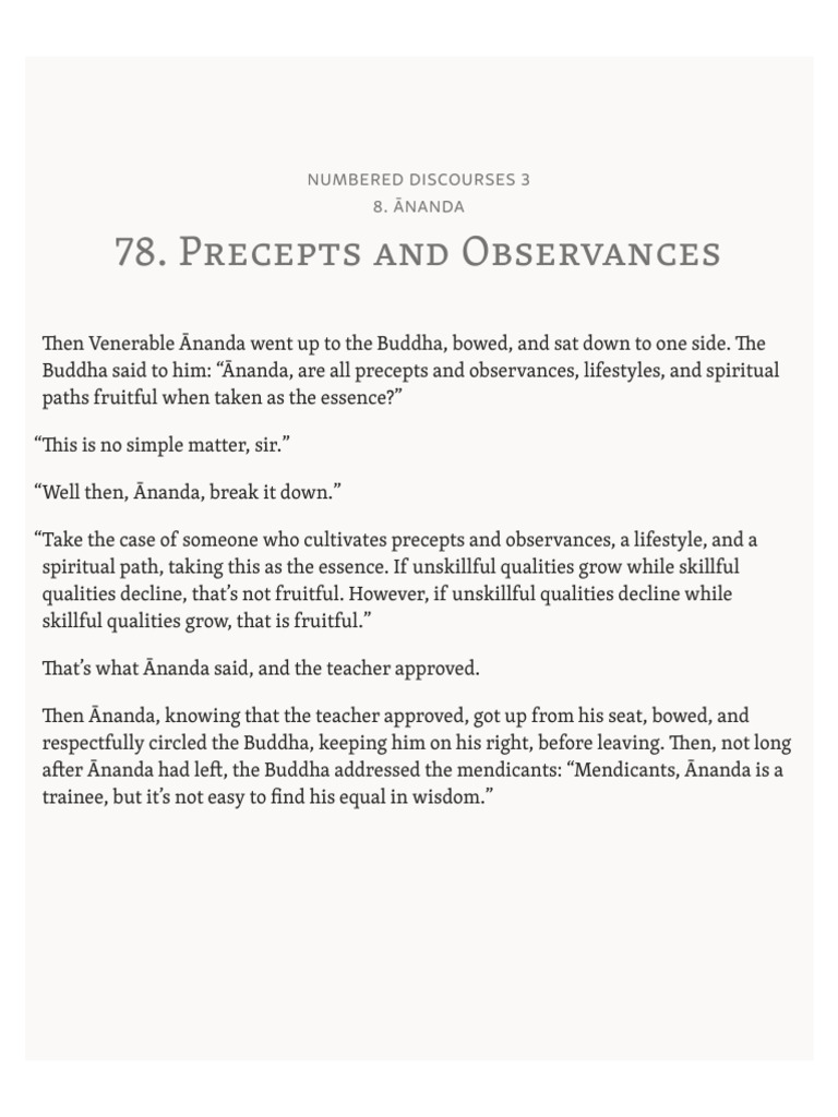 An 3.78 - Precepts and Observances - Bhikkhu Sujato | PDF