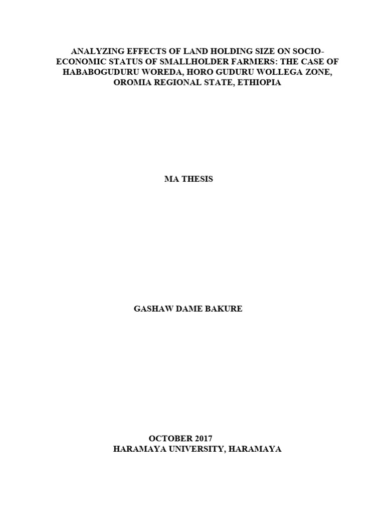 Gashaw Dame Bakure | PDF | Thesis | Sampling (Statistics)