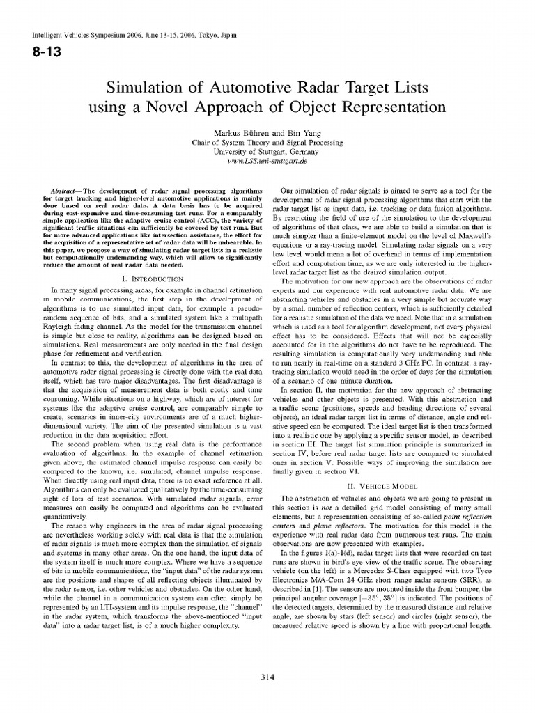 Simulation of Automotive Radar Taget List | PDF | Radar | Simulation