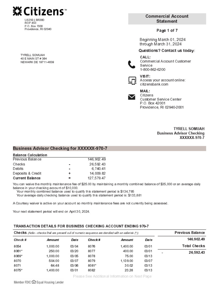Statements, March2024 9707 | PDF | Credit Card | Overdraft