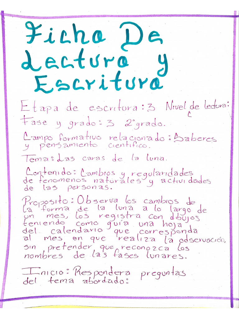Ficha de Lectura y Escritura | PDF