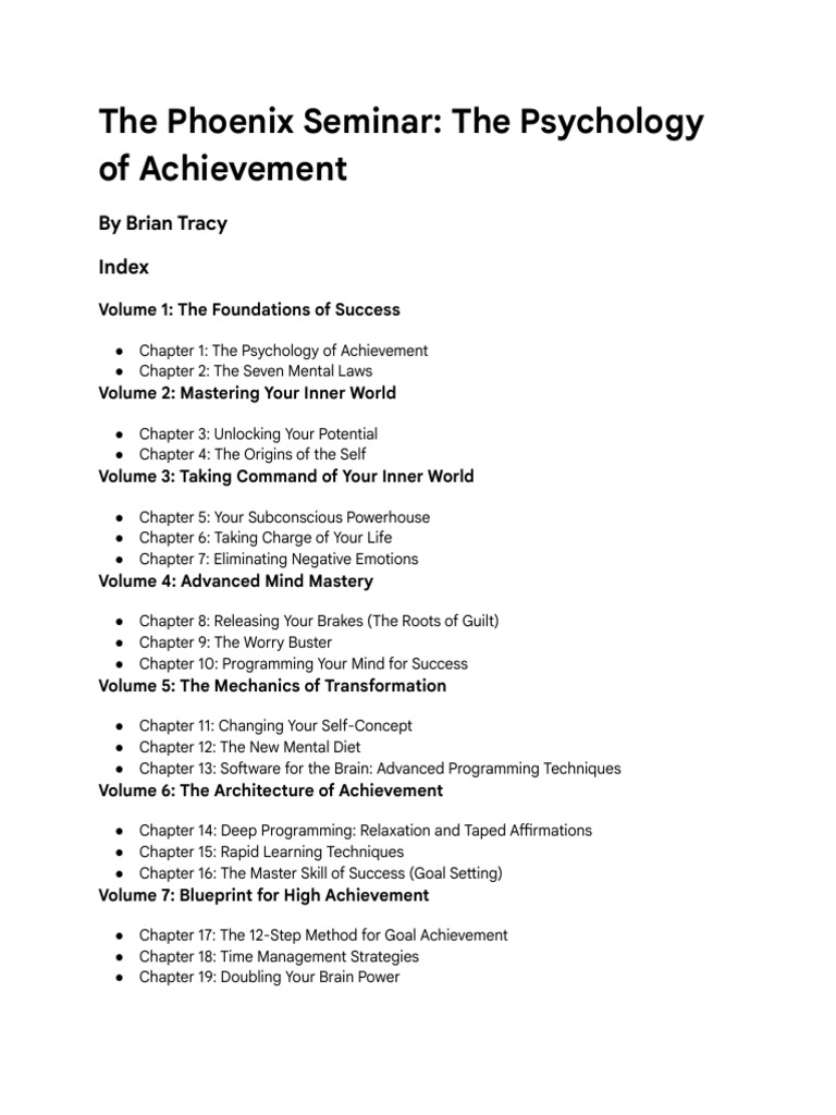 Brian Tracy's Phoenix Seminar Overview | PDF | Mind | Self Esteem