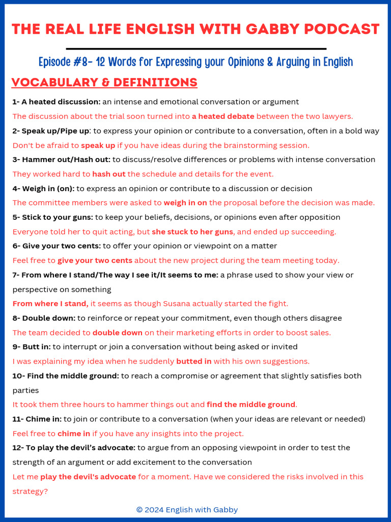 #8 - Expressing Your Opinions & Arguing | PDF | English Language ...