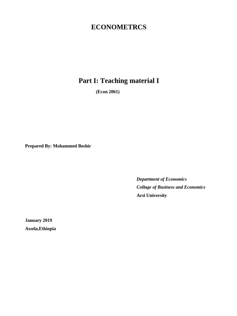 Econometrics Module | PDF | Regression Analysis | Linear Regression