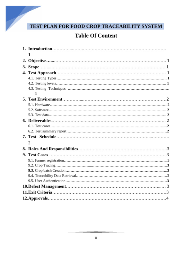 Test Plan For Food Crop Traceability System | PDF | Software Testing ...