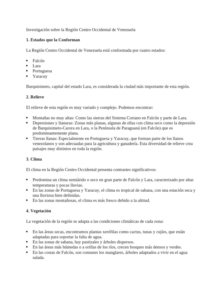 Región Occidental de Venezuela | PDF