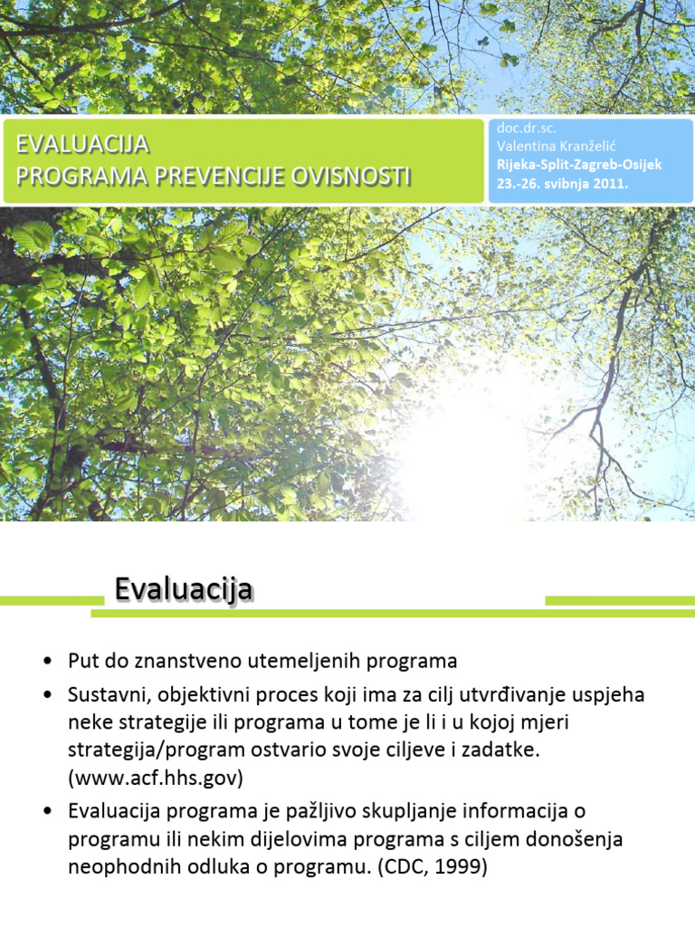 Evaluacija Programa Prevencije Ovisnosti V Kranzelic | PDF