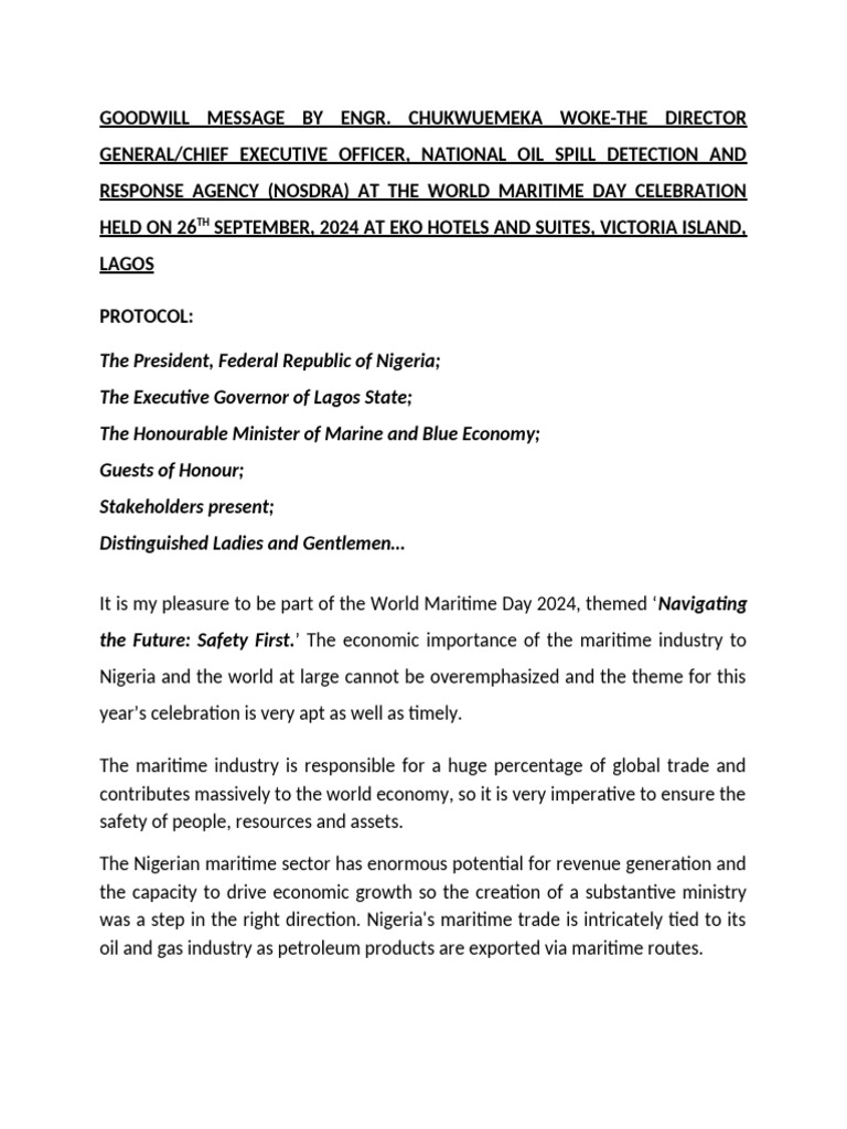 Draft Goodwill Message by DG Nosdra at 2024 WMD Celebration | PDF