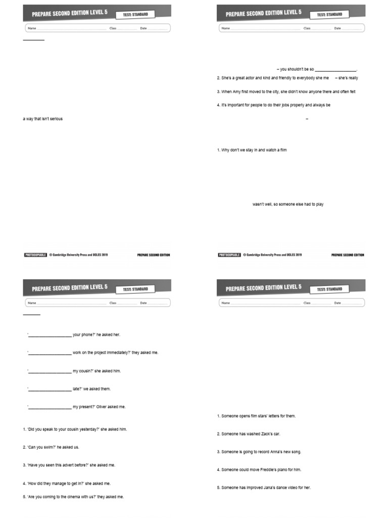 B1!17!18 Without Answers A | PDF | Linguistics