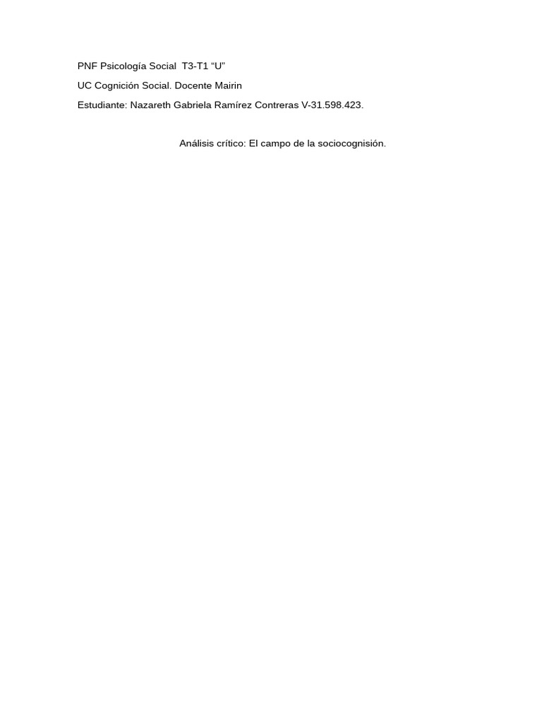 Análisis Crítico Nazareth Ramírez | PDF