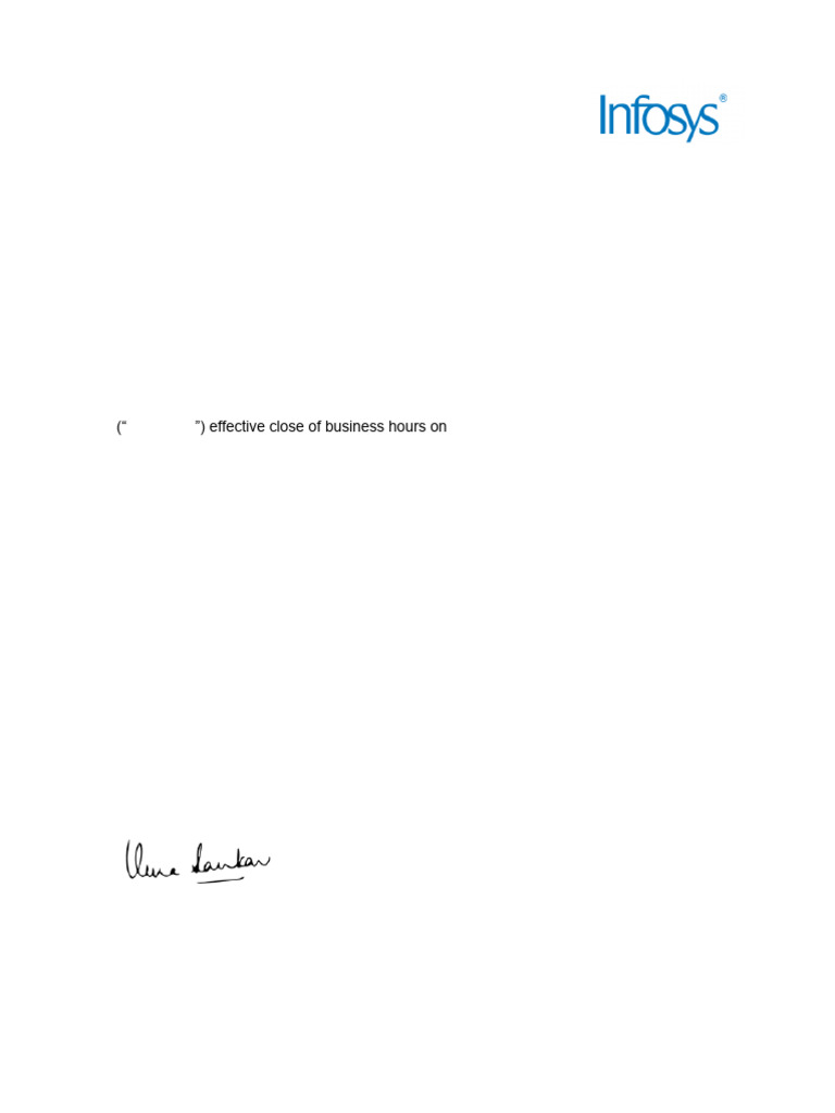 Infosys Relieving Letter for Harmeet Nandra | PDF