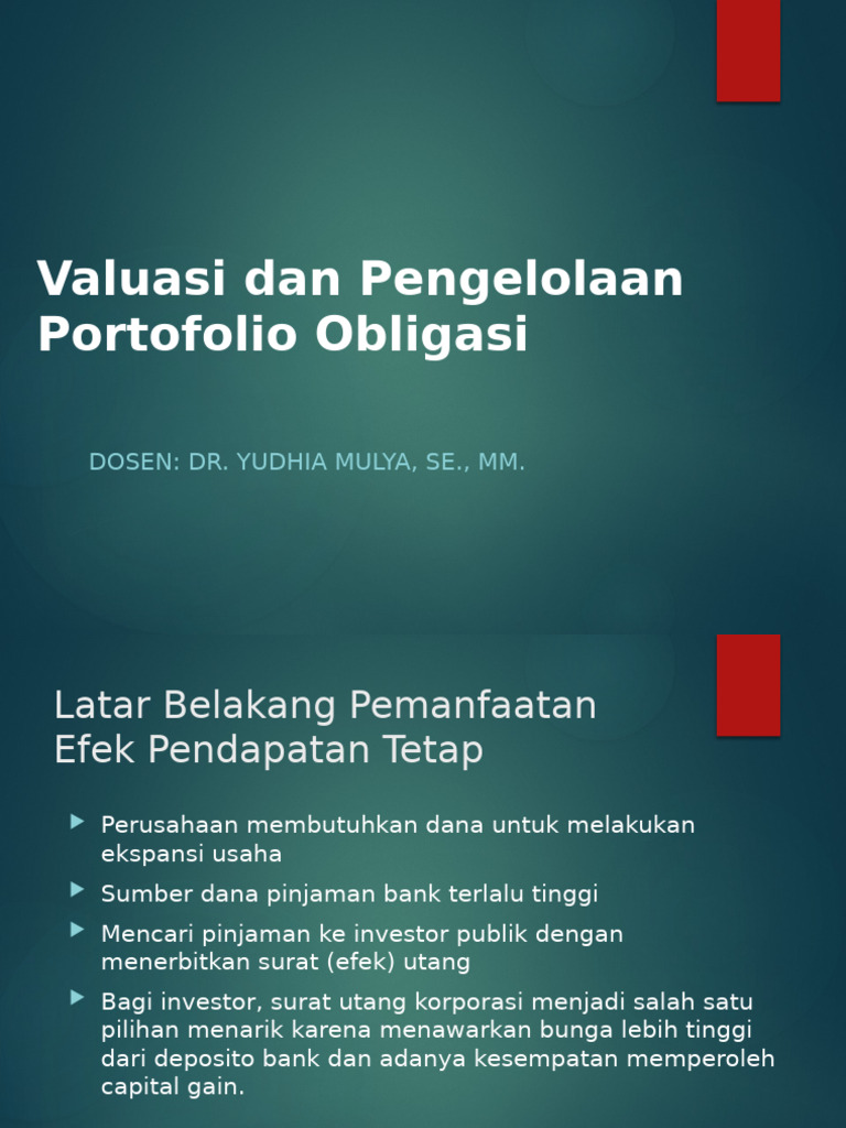 Panduan Valuasi Obligasi dan Portofolio | PDF
