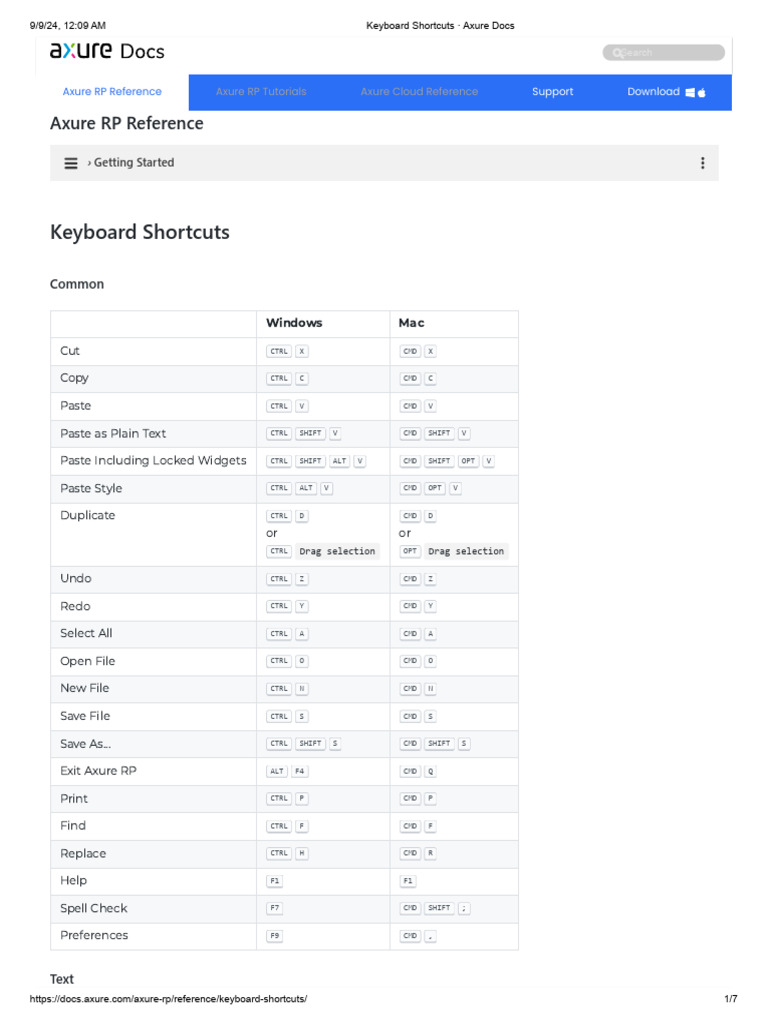 Keyboard Shortcuts Axure Docs | PDF | Control Key | Keyboard Shortcut