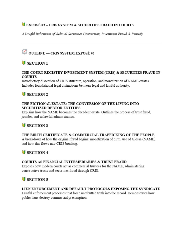 PUBLIC NOTICE: PDF CRIS System Expose' #3 (Court Registry Investment ...