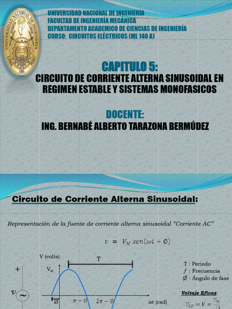 Cap 5. Circuito de Corriente Alterna Sinusoidal en Regimen Estable y Sistemas Monofasicos | PDF ...