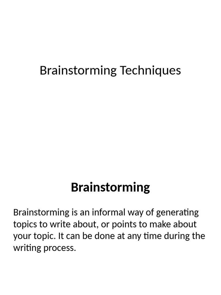 Effective Brainstorming Techniques | PDF