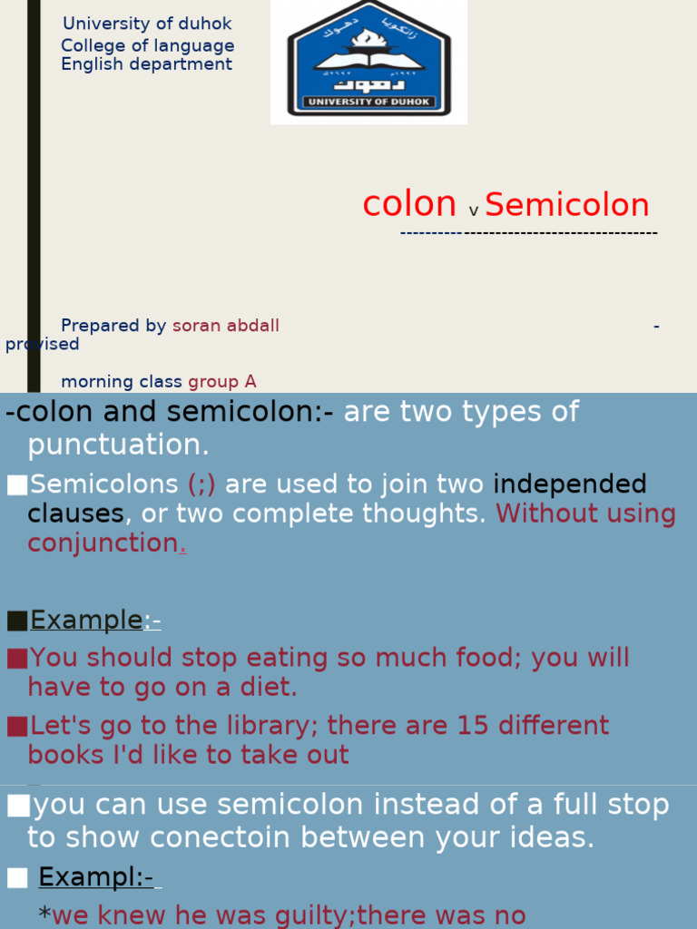 Understanding Colons and Semicolons | PDF | Comma | Linguistics