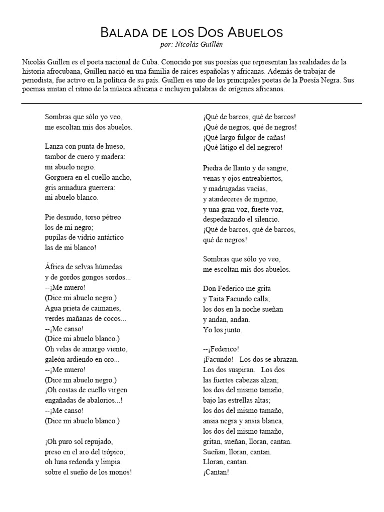 Balada de los Dos Abuelos de Guillén | PDF