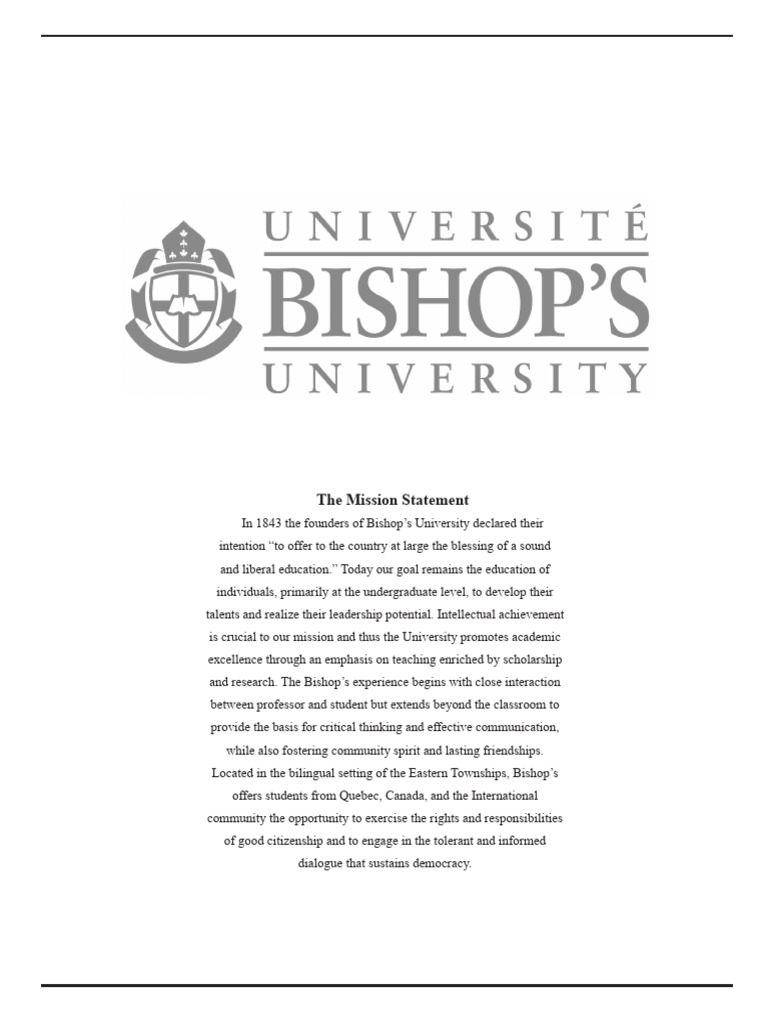 Bishop's University Mission Statement | PDF | Academic Degree | Science