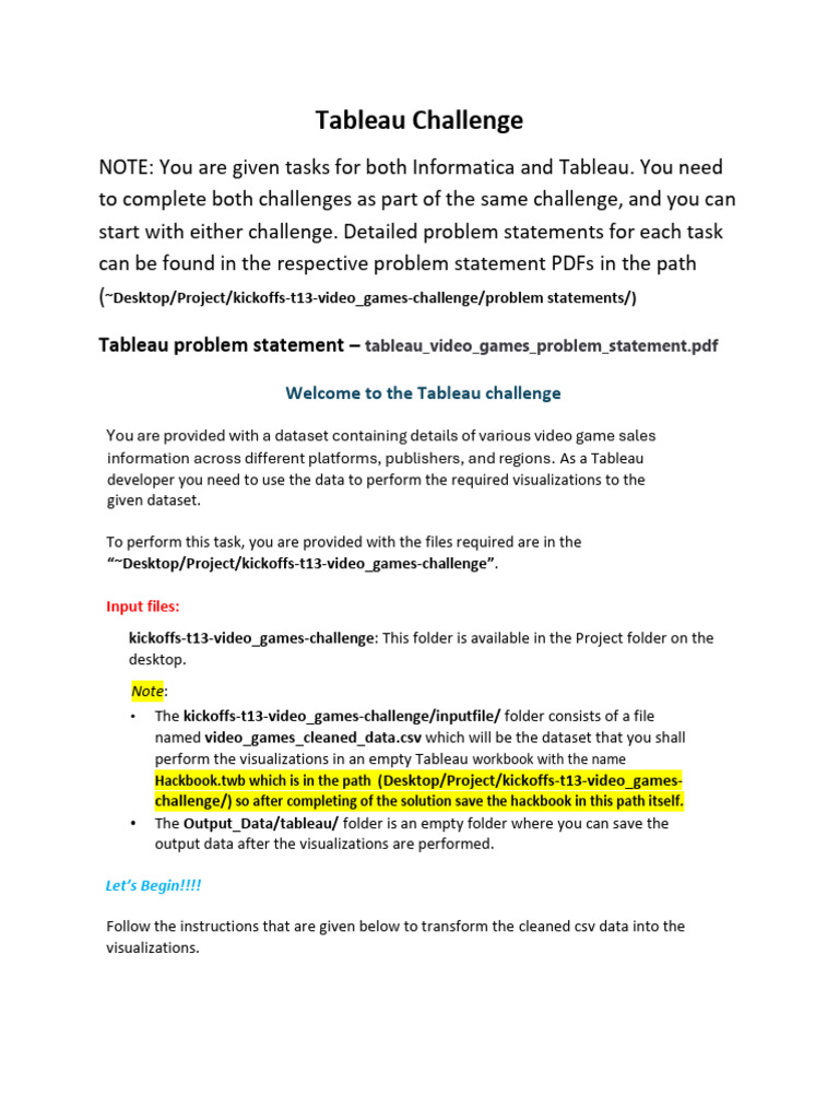 Tableau Video Games Problem Statement. | PDF | Comma Separated Values | Data Management
