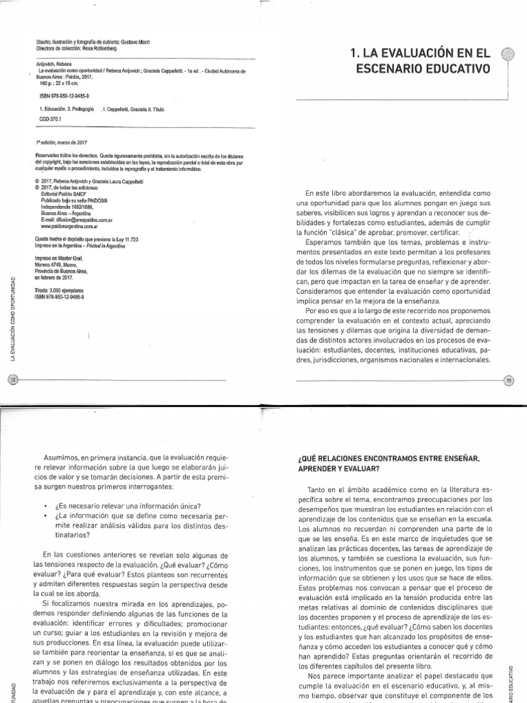 Texto 04 - Anijovich La Evaluacion Como Oportunidad | PDF