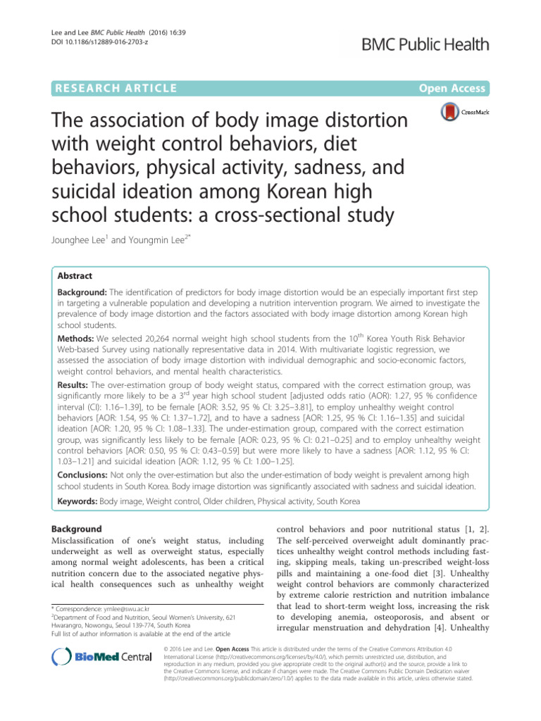 The Association of Body Image Distortion With Weight Control Behaviors ...