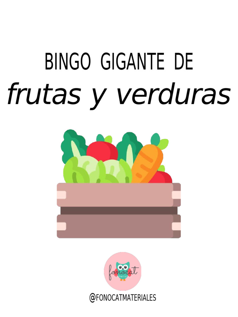 Bingo Gigante Frutas y Verduras | PDF