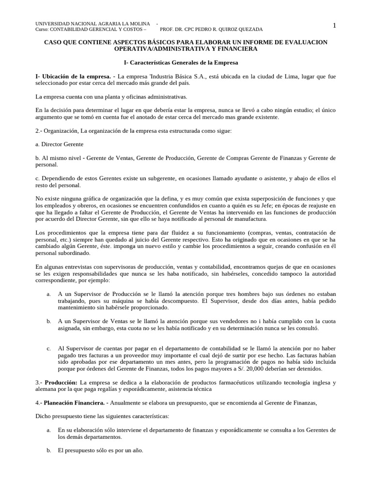 Caso 2.a - Industrias Basicas 2025 | PDF | Auditoría | Presupuesto