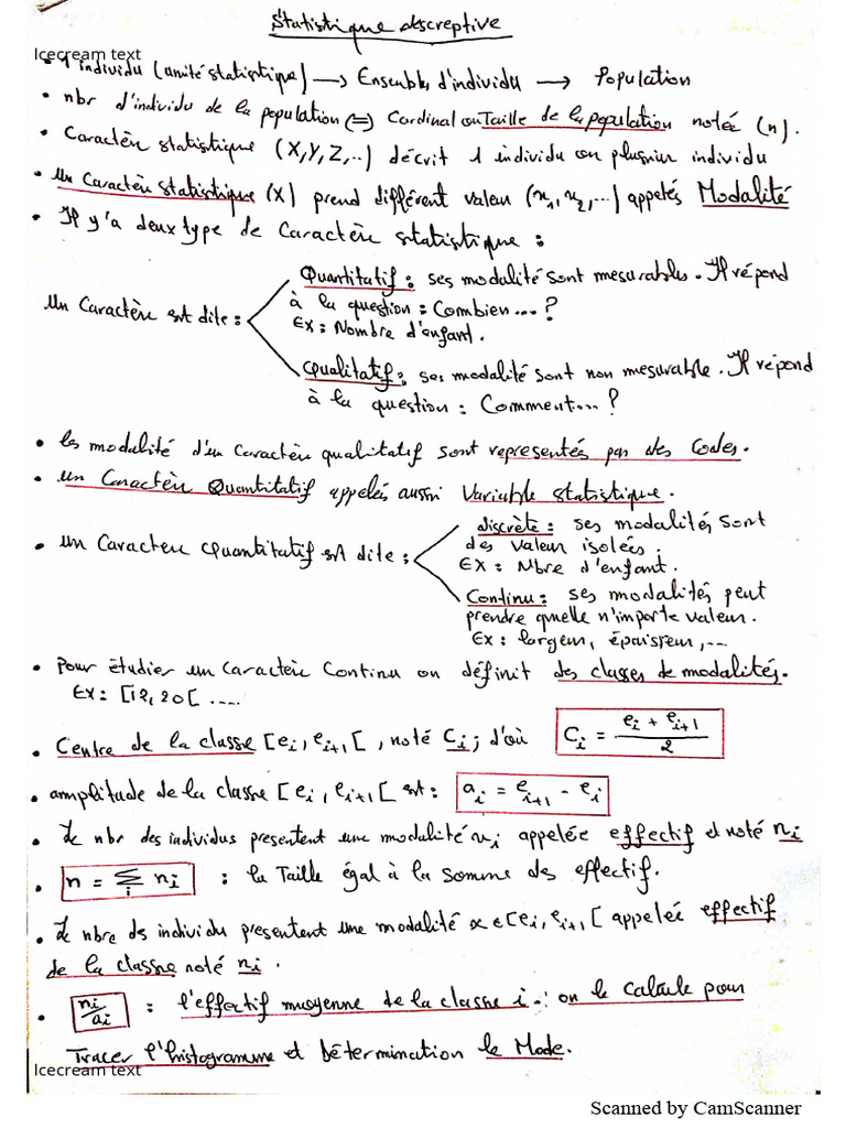 Resume Cour Statistique Descriptive With Header and Footer | PDF