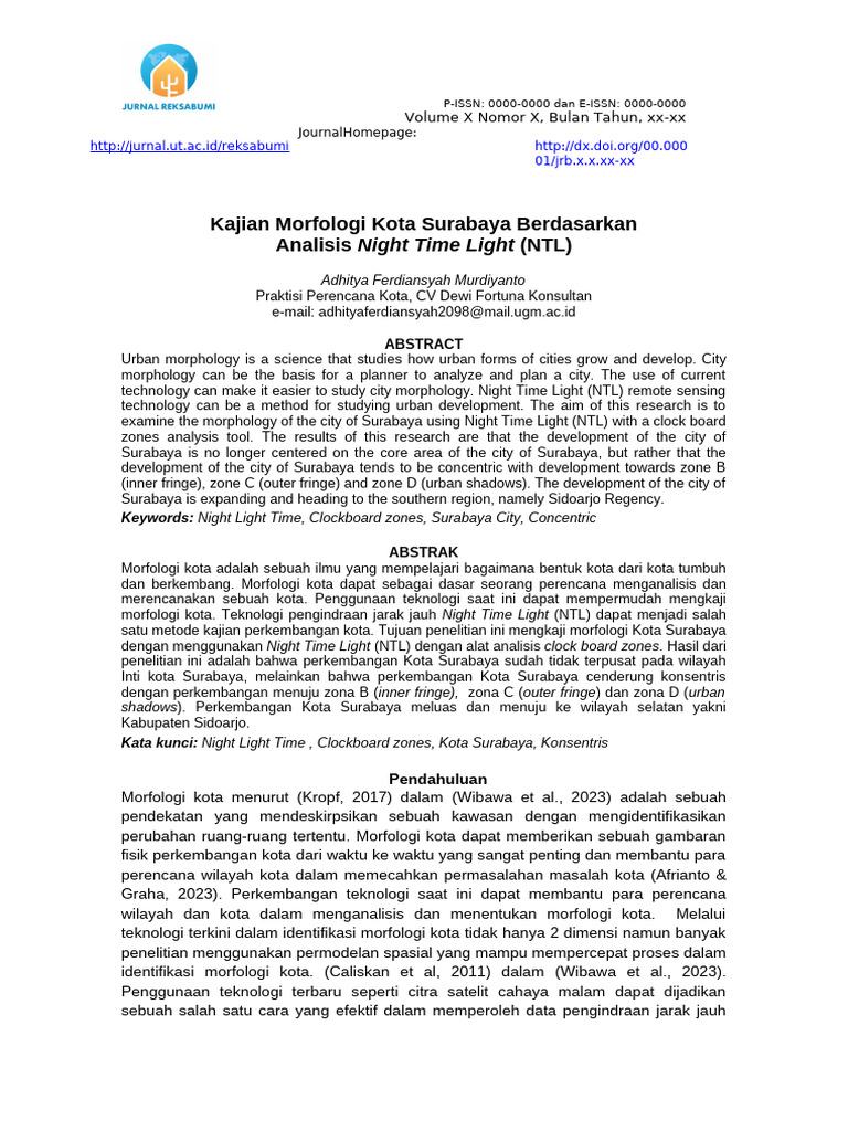 Kajian Morfologi Kota Surabaya Berdasarkan Night Time Light (NTL) - Adhitya Ferdiansyah ...