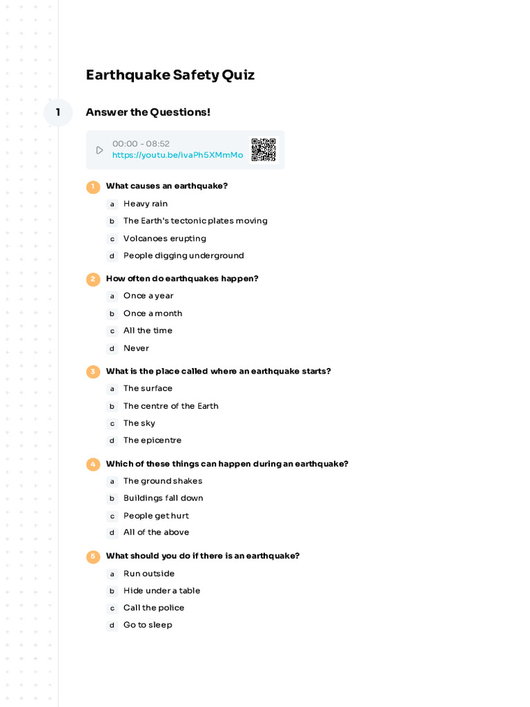 Twee - Earthquake Safety Quiz | PDF