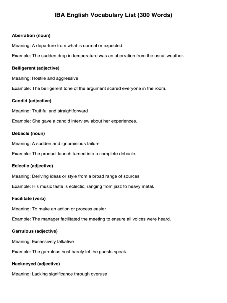 Essential 300 English Vocabulary Words | PDF | Adjective | Verb