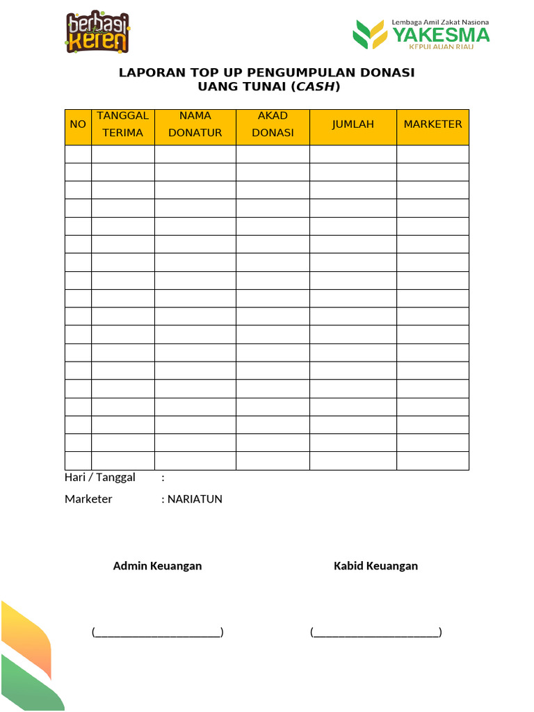 Form Penerimaan Donasi Cash | PDF