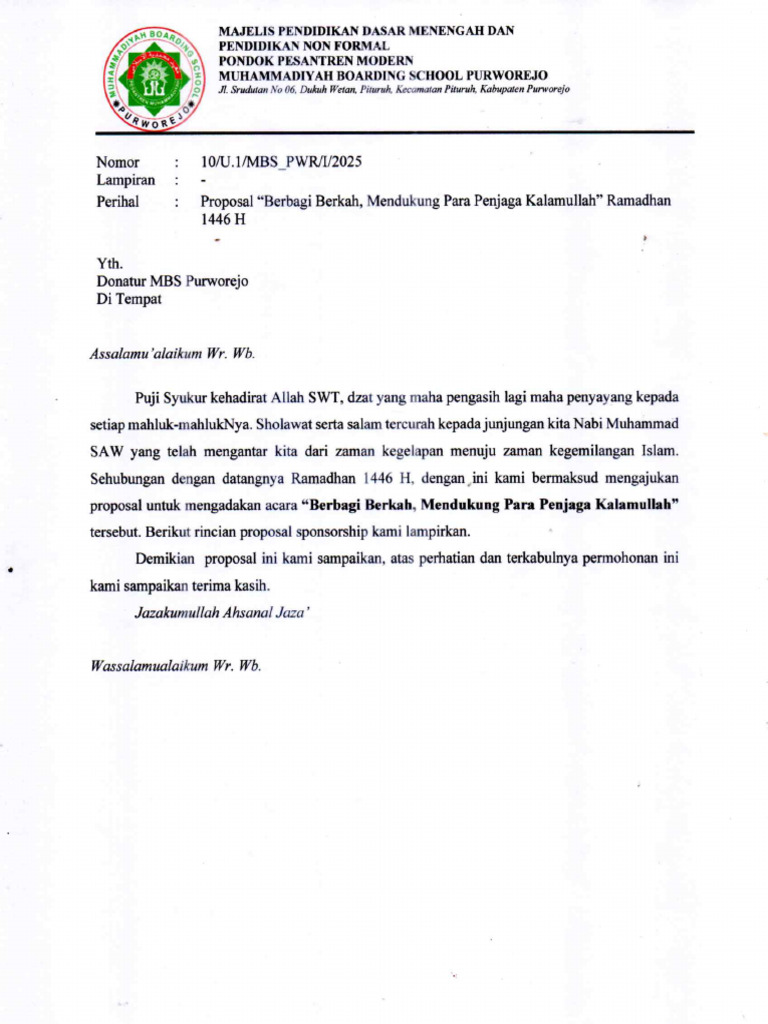 Proposal Ramadhan 1446 H | PDF