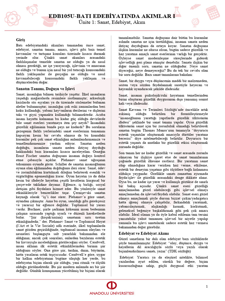 1 Bati Edebi̇yatinda Akimlar I | PDF