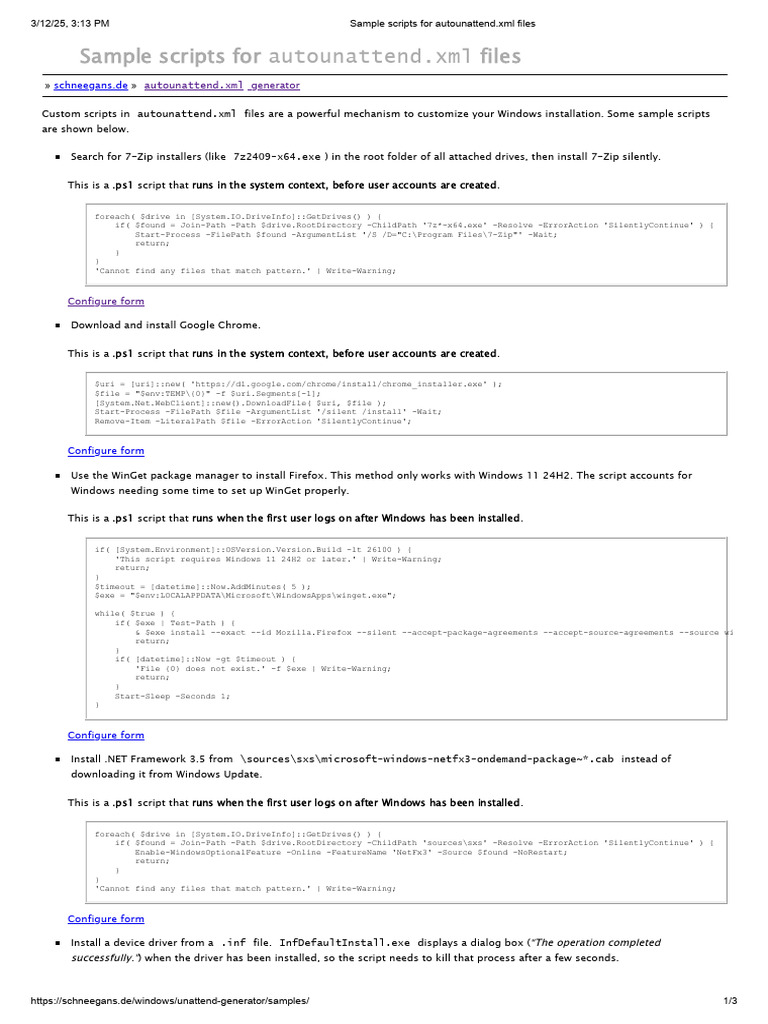 Sample Scripts For Autounattend - XML Files | PDF | Windows Registry | Operating System Technology