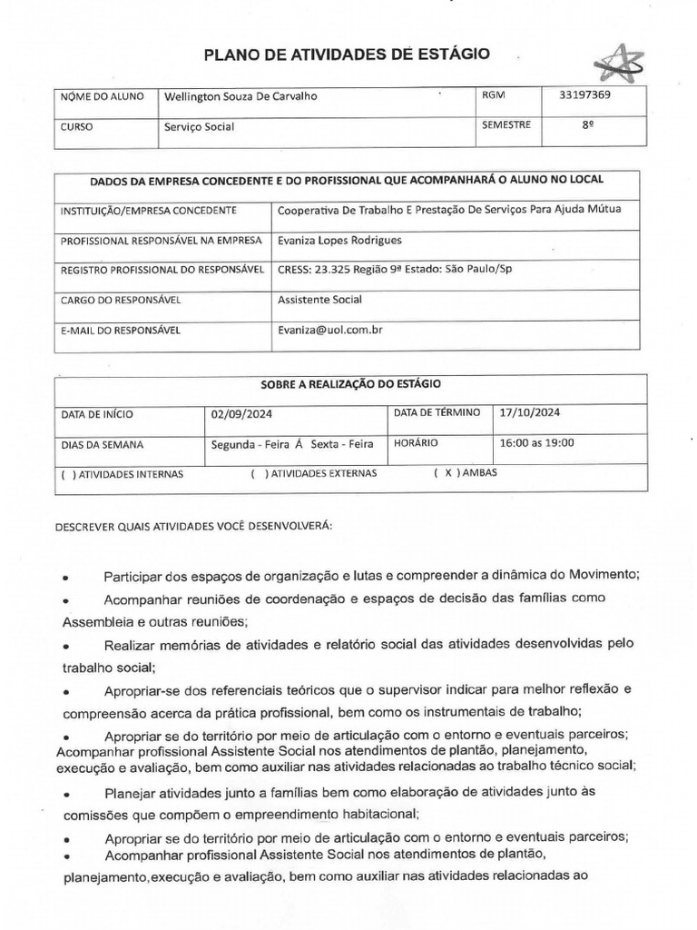 Plano (5) ESTAGIO | PDF