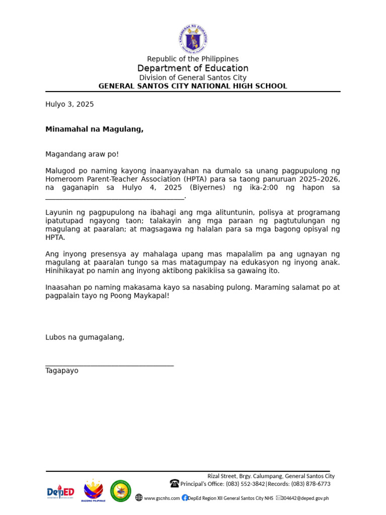 HPTA 2025 Letter | PDF