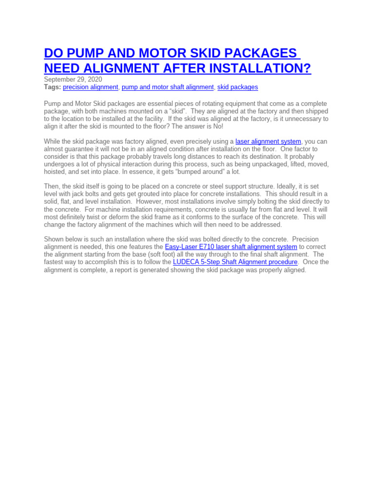 Do Pump and Motor Skid Packages Need Alignment After Installation | PDF