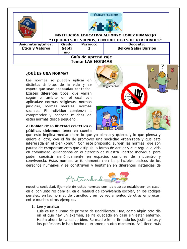 Guía 3 Las Normas | PDF | Sociedad | Institución