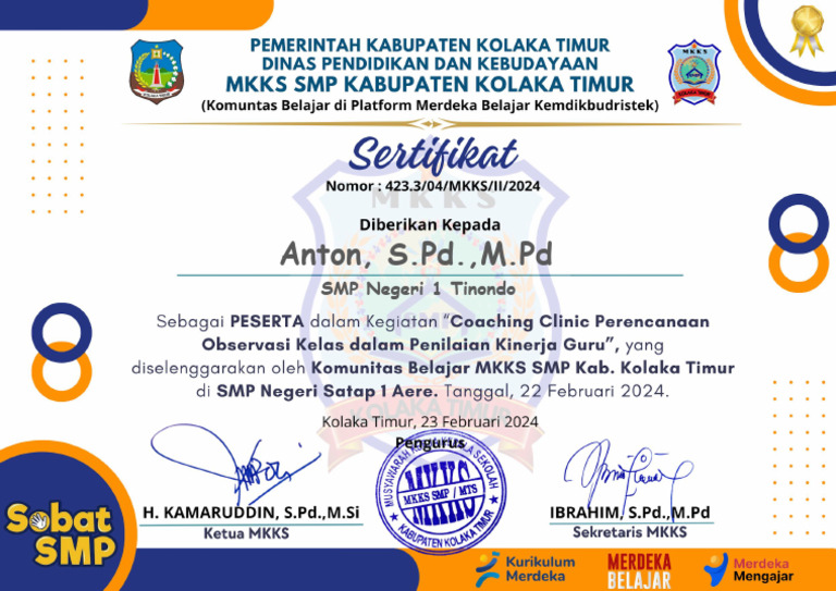 Anton, S.PD.,M.PD SMP Negeri 1 Tinondo | PDF