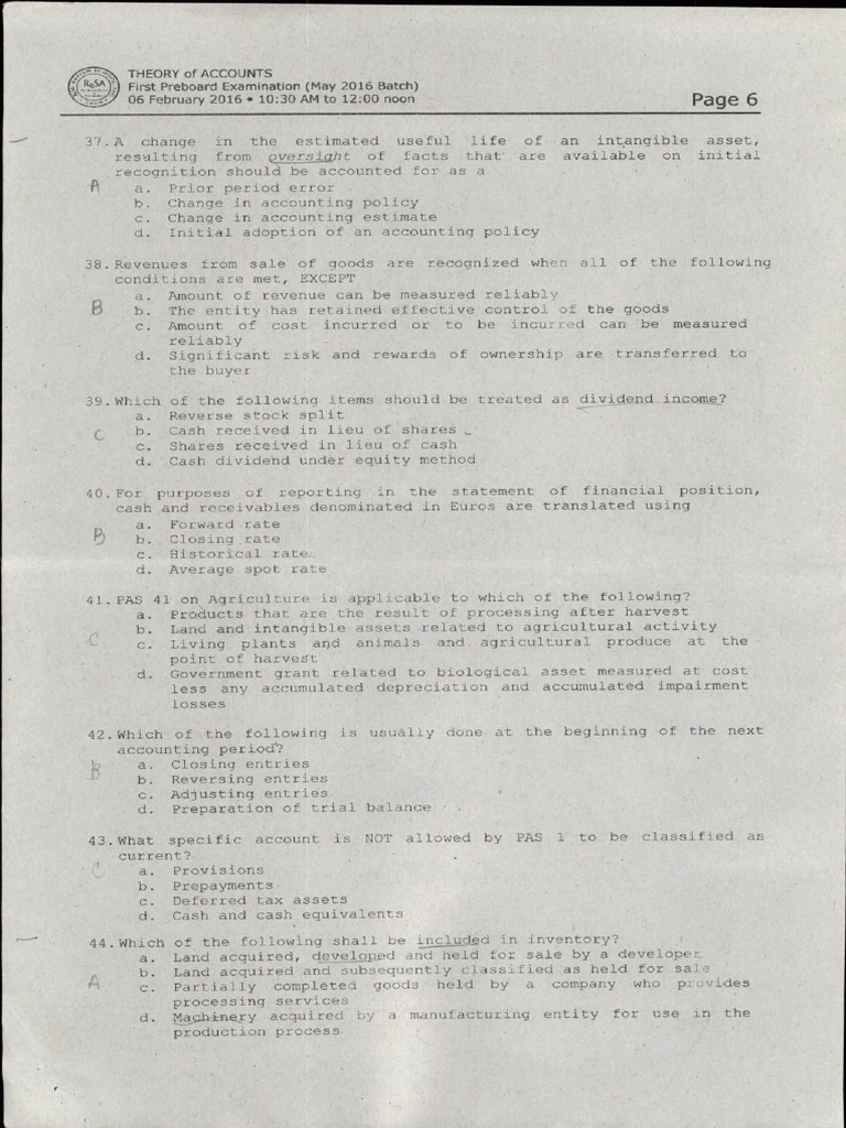 TOA - First Preboard 6 | PDF