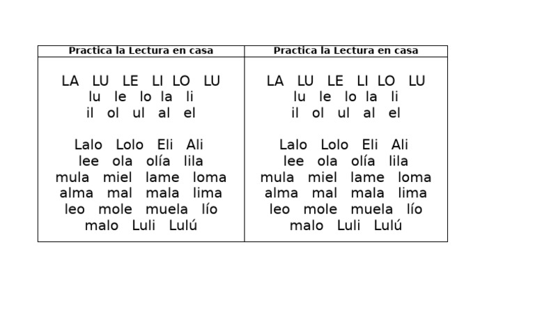 Actividades de Lectura con la Letra L | PDF