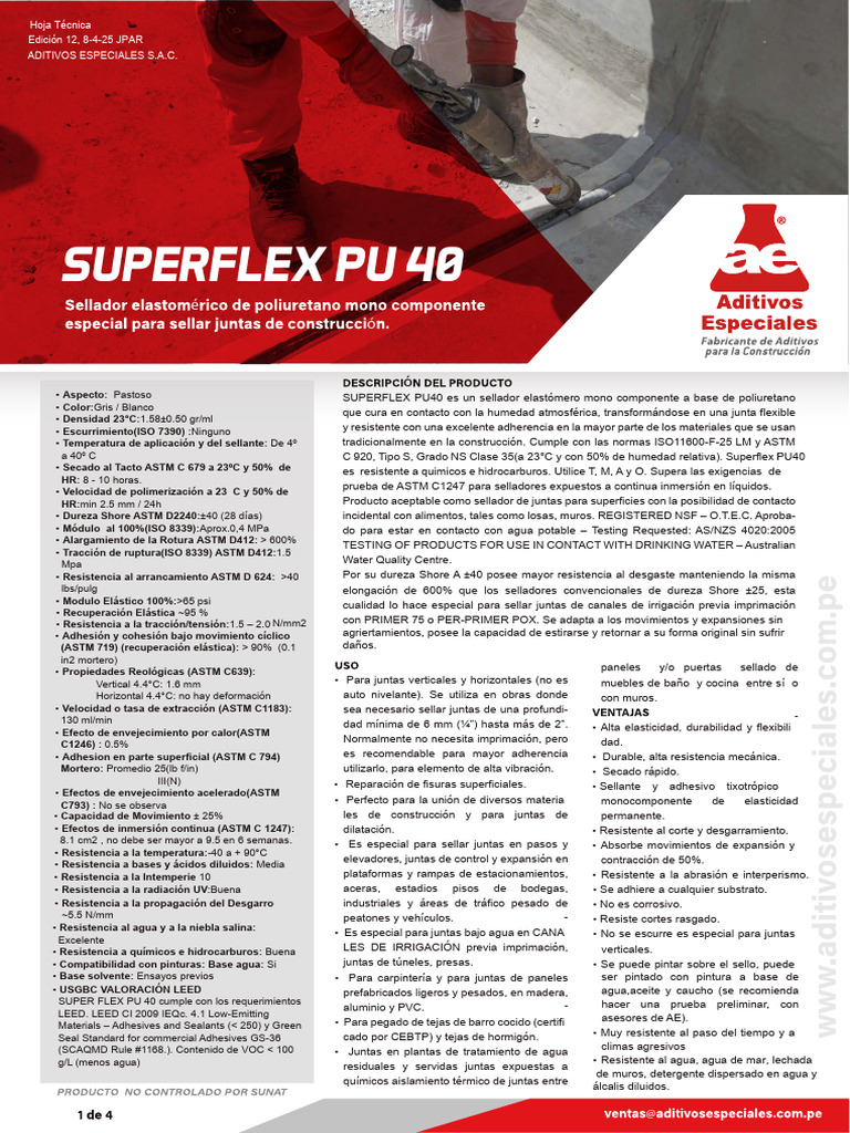 FT Superflex Pu 40 | PDF | Agua | Materiales