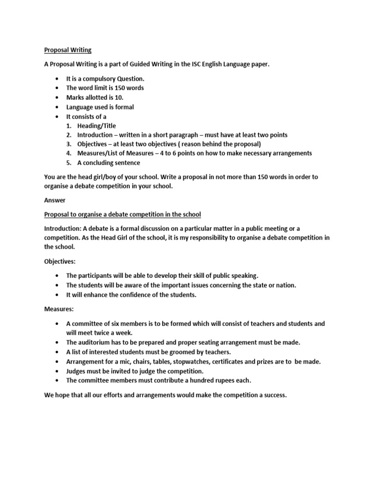 Proposal for School Debate Competition | PDF