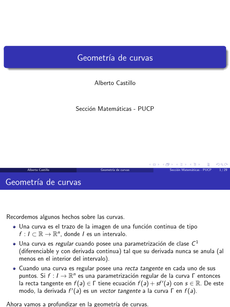 Geometría de Curvas | PDF | Curva | Longitud