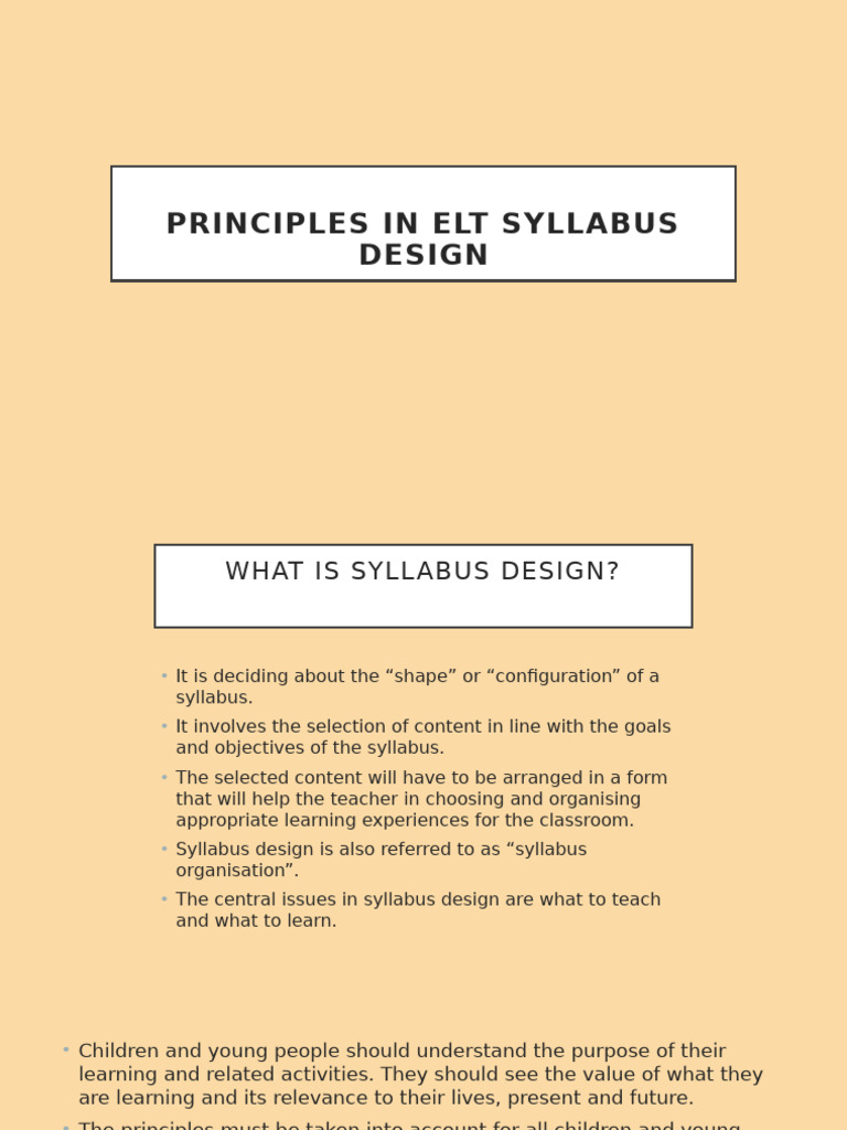Principles in ELT Syllabus Design | PDF | Learning | Teaching Method