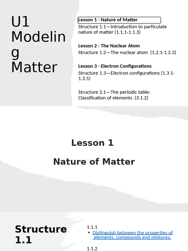 U1 L1 Nature of Matter | PDF | Mixture | Temperature