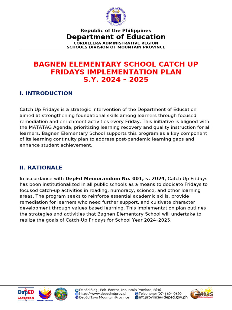 School Catch-Up Implementation Plan | PDF | Learning | Intelligence